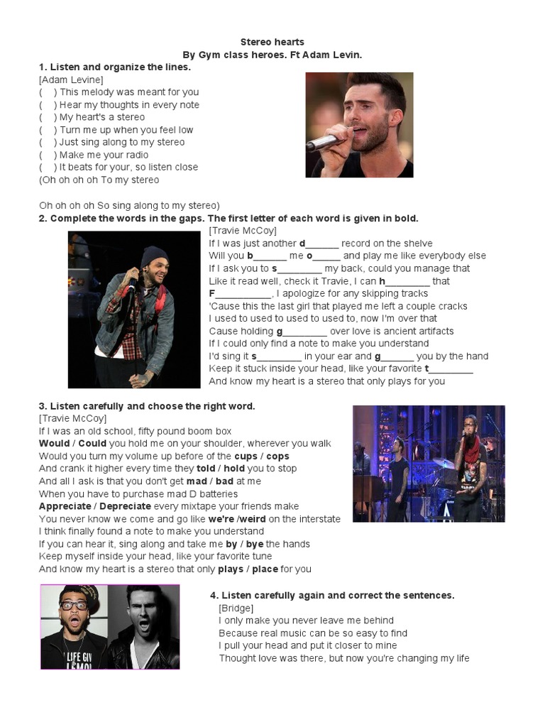 Stereo Hearts Gym Class Heroes FT Adam Levine | PDF