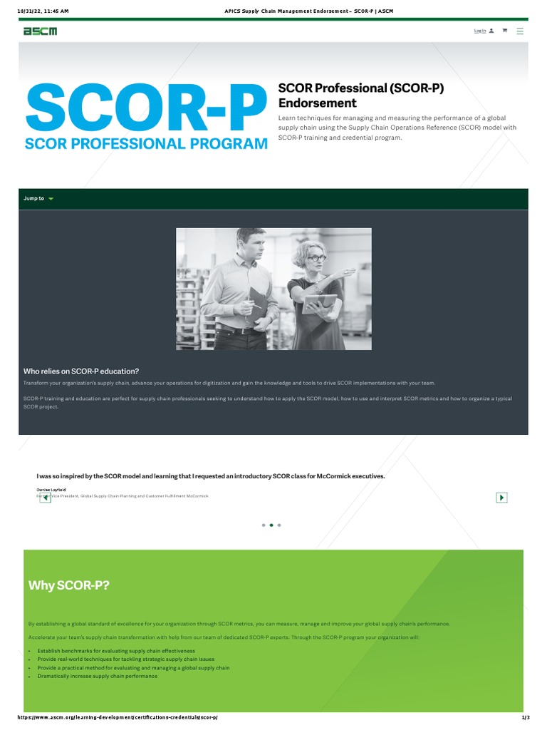 SCOR-P Certification Overview | PDF | Test (Assessment) | Supply Chain