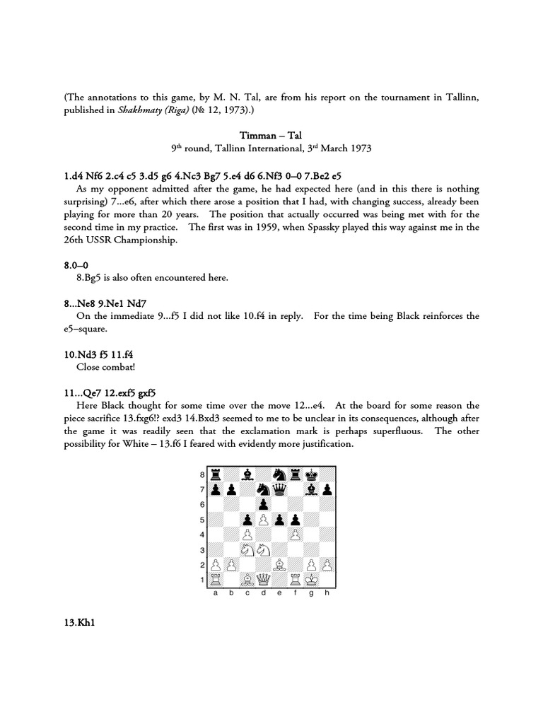 Timman Tal Tallinn 1973 | PDF | Board Games | Competitive Games