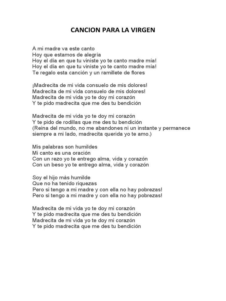 Cancion para La Virgen | PDF
