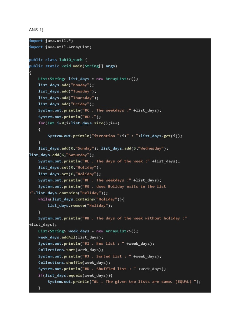 Lab10 Java 20BRS1053 | PDF | Workweek And Weekend | Information ...