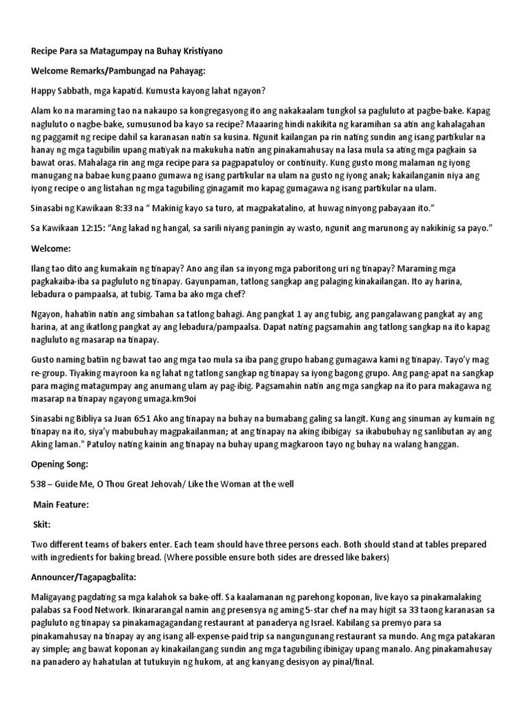 Recipe para Sa Matagumpay Na Buhay Kristiyano Tagalog | PDF