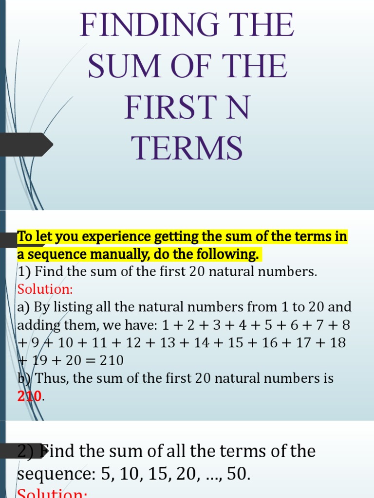 M10 (4) Finding The Sum of The First N Terms | PDF | Summation | Elementary Mathematics
