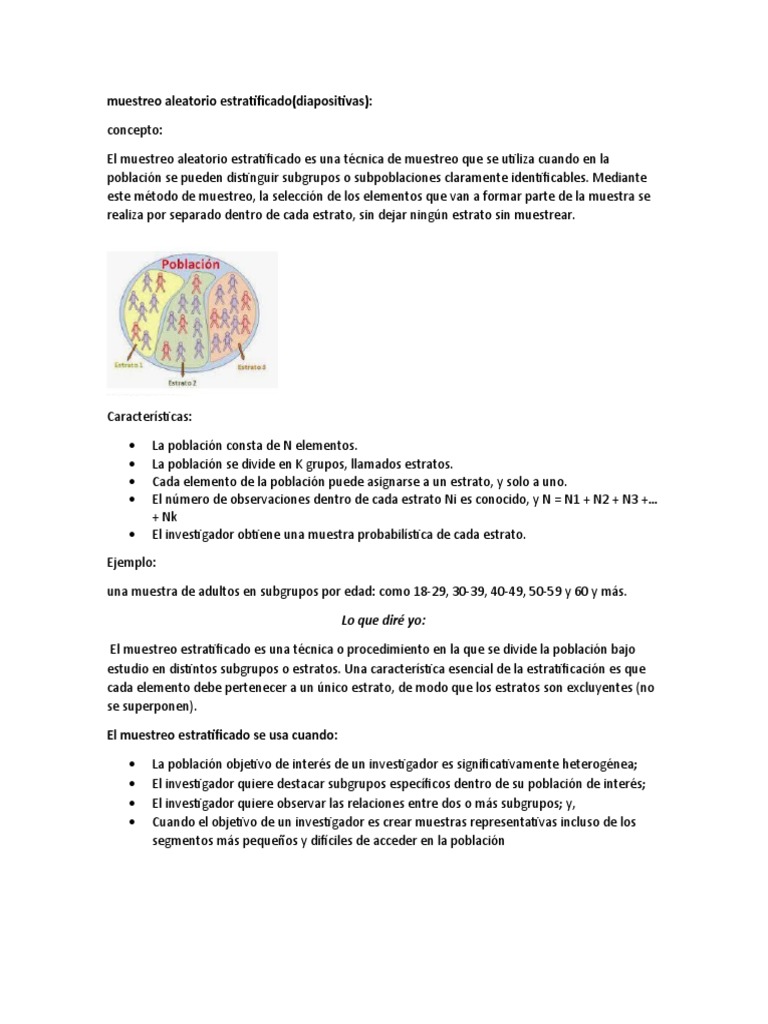 Muestreo Aleatorio Estratificado: Guía y Ejemplos | PDF | Muestreo ...