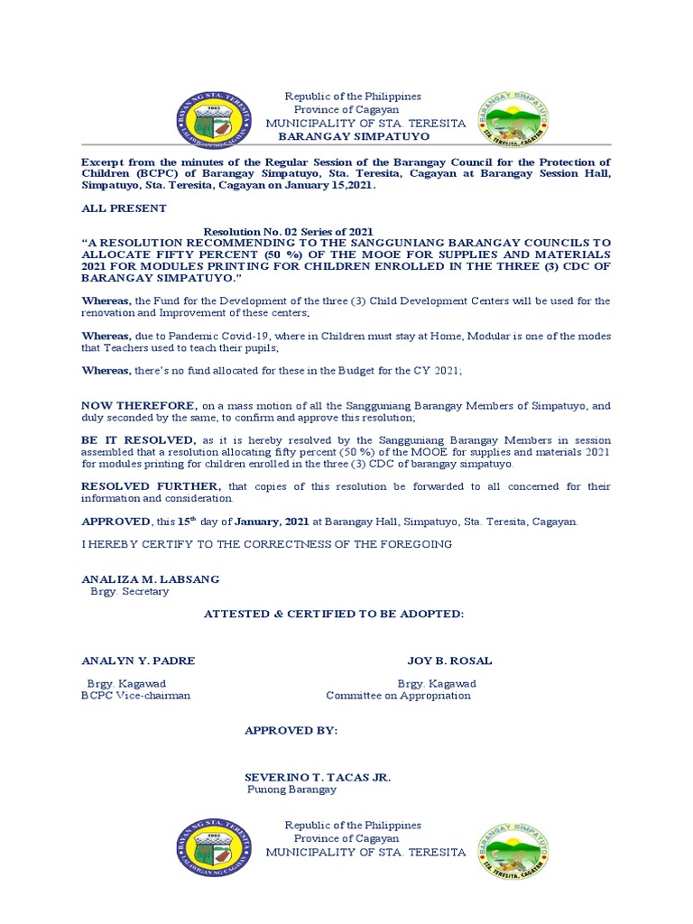 BCPC Resolutions | PDF | Government