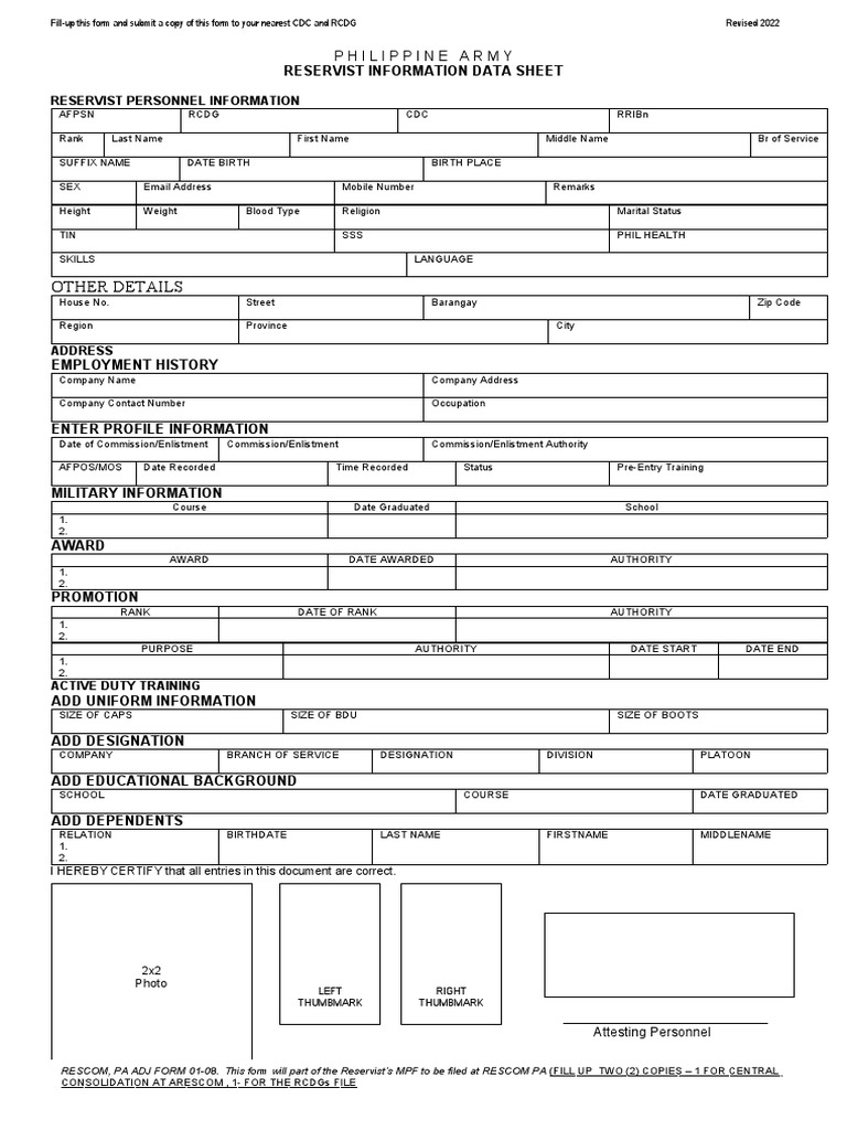 Rids Revised 2022 | PDF | Military