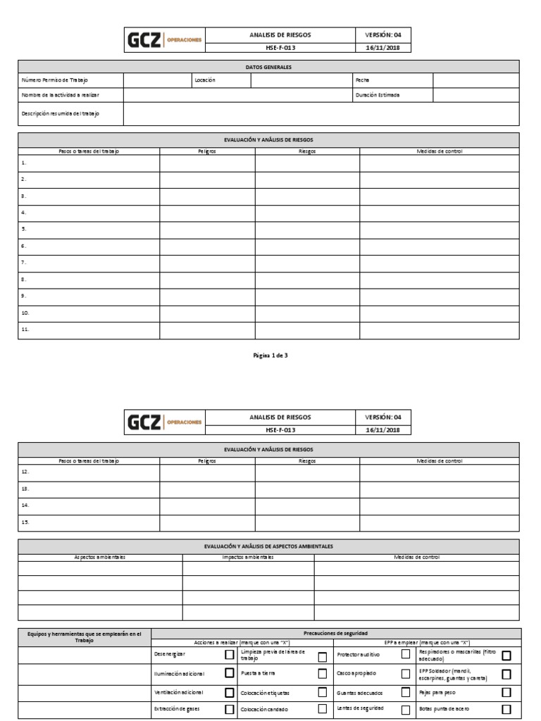 Formato de Análisis de Riesgo | PDF