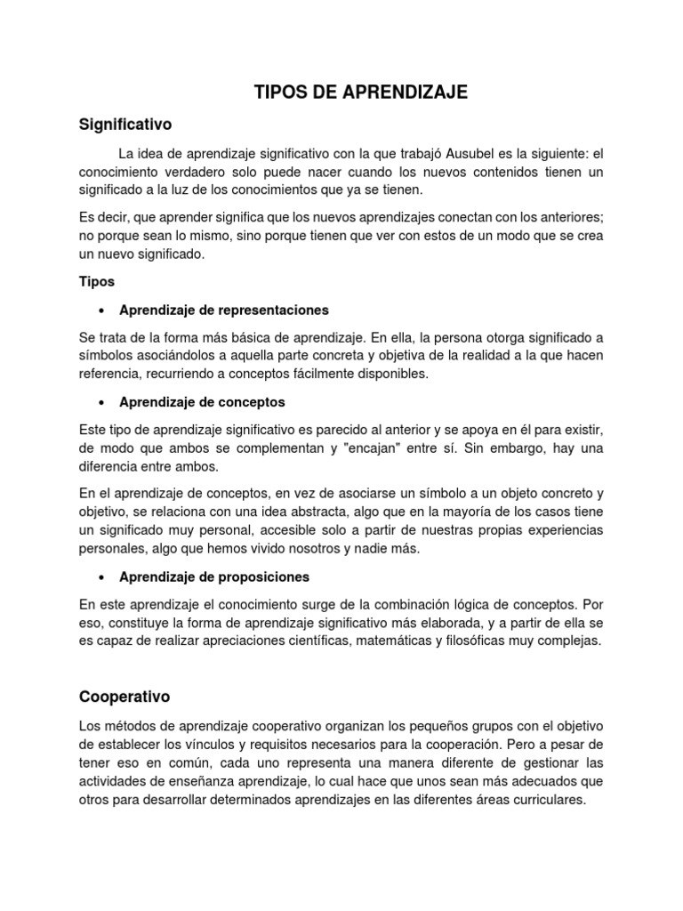 Tipos de Aprendizaje | PDF | Aprendizaje | Concepto