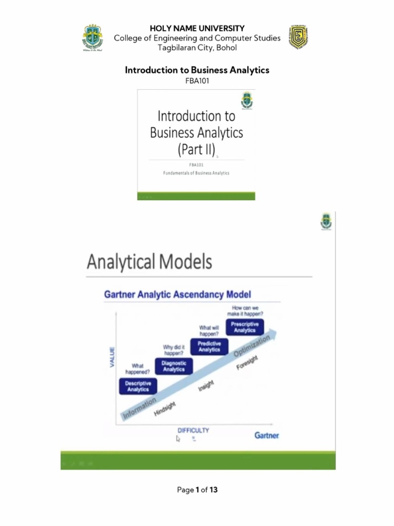 L2 Part 2 - Introduction To Business Analytics (FBA101) | PDF | Analytics | Computer Data