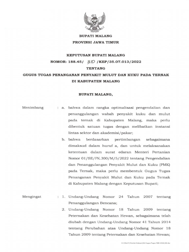 SK 310 Tahun 2022 | PDF
