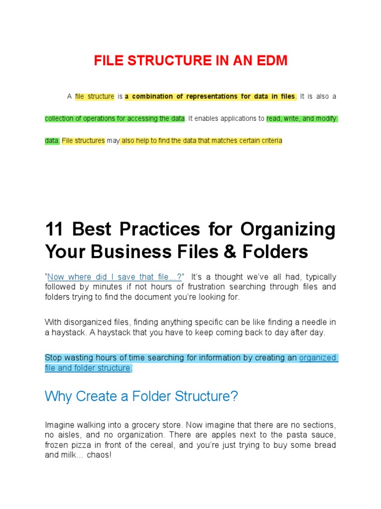 L5 Part 1 File Structure In Edm Edm101 Pdf Computer File Directory Computing