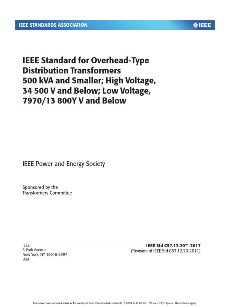 IEEE Standard For Overhead-Type Distribution Transformers 500 kVA and ...