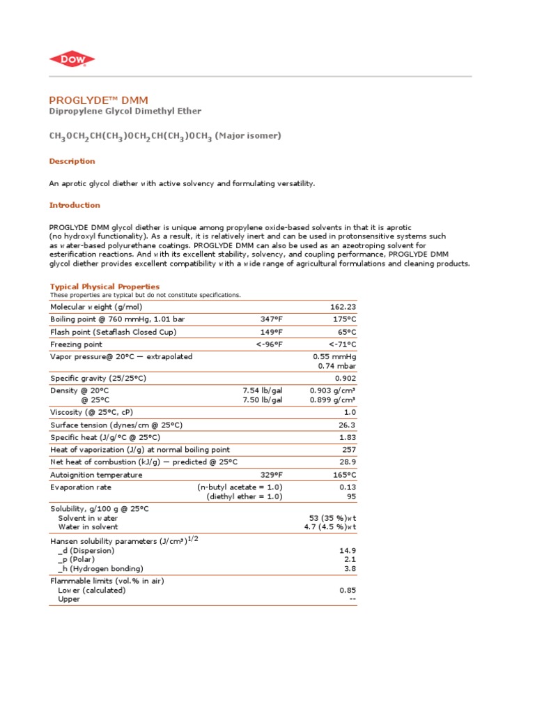 Proglyde DMM TDS | PDF | Solvent | Polyurethane