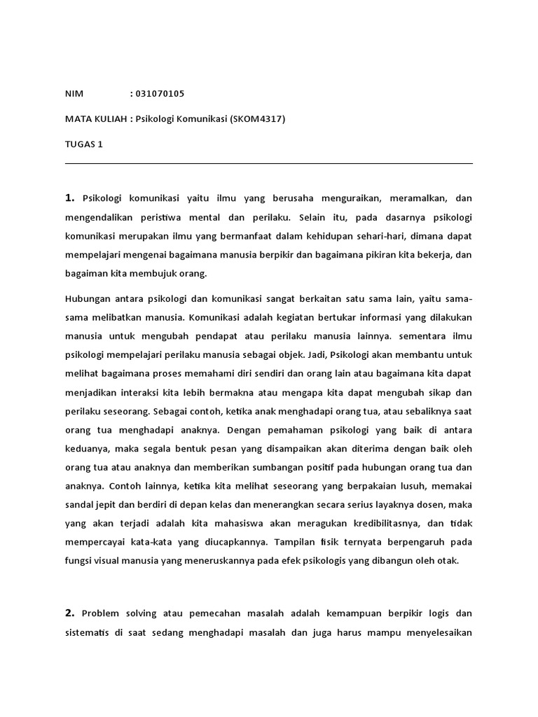Psikologi Komunikasi (SKOM4317) | PDF | Pengembangan Diri | Sains & Matematika