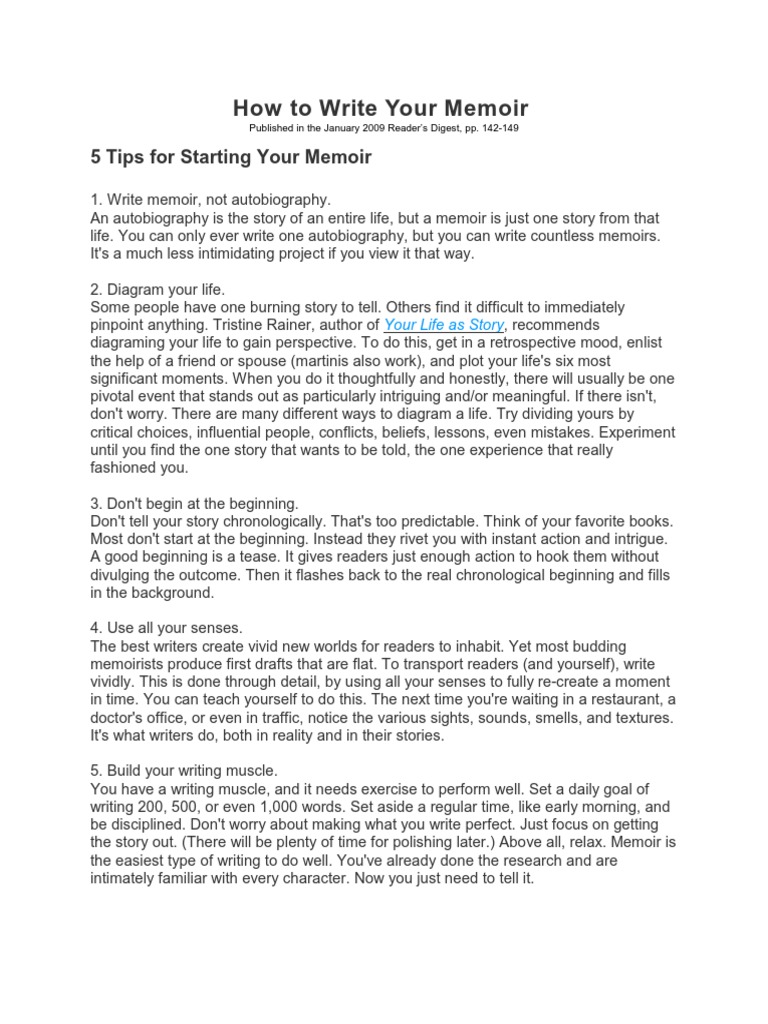 5 Essential Tips for Writing Memoirs | PDF