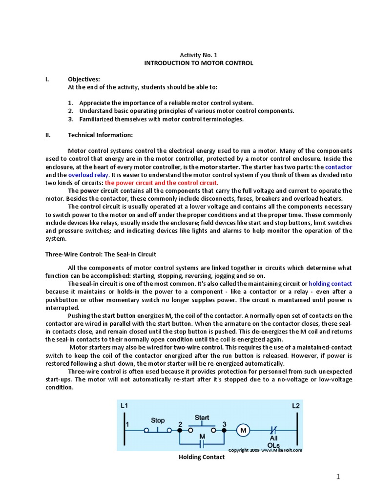 Activity 1 - Introduction To Motor Control | PDF | Relay | Switch