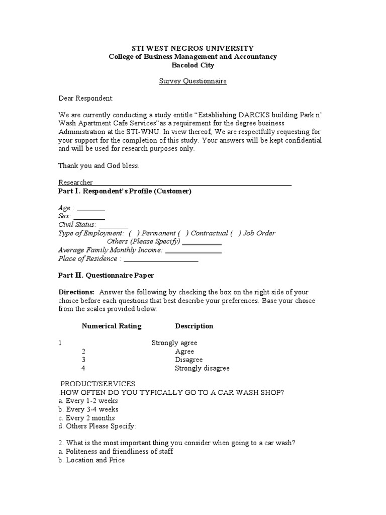 SurveyQuestionnaire Chapter 2 | PDF | Apartment | Economies
