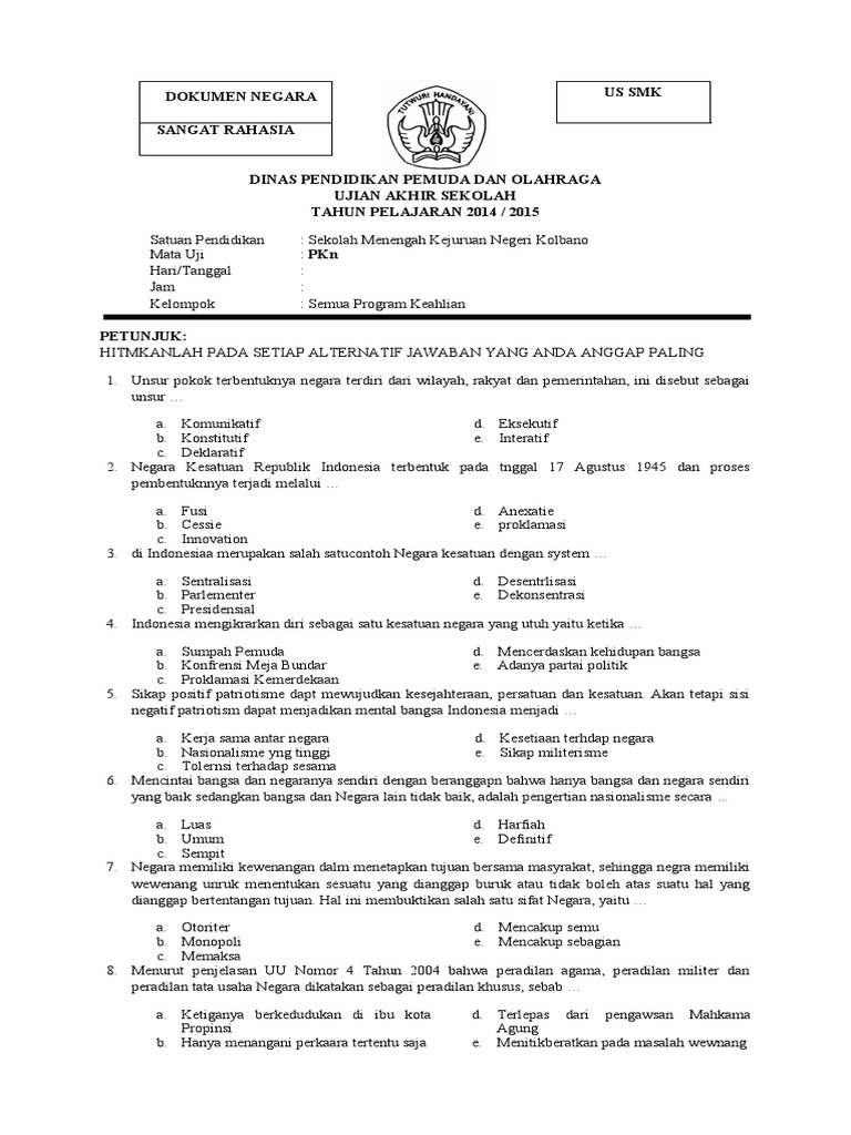 Dokumen Negara Us SMK Sangat Rahasia | PDF