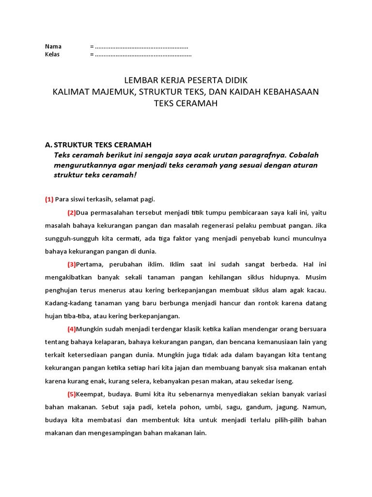 LKPD Struktur Teks Ceramah | PDF | Seni & Disiplin Bahasa