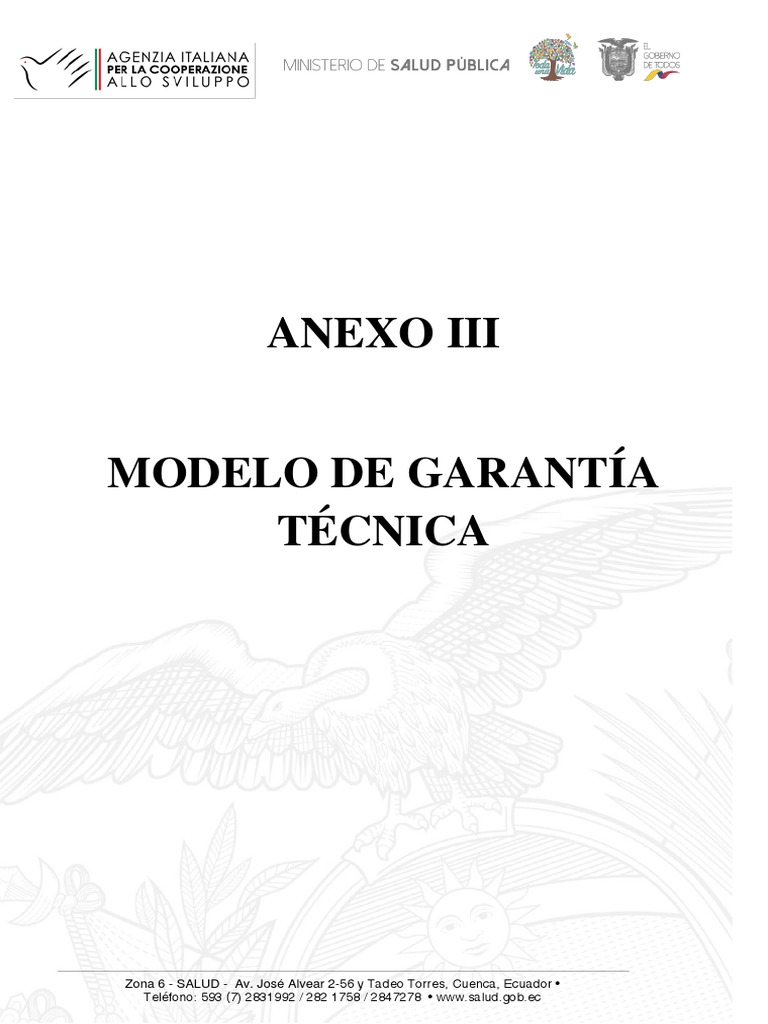 Anexo Iii. Modelo de Garantía Técnica | PDF | Hospital | Calibración