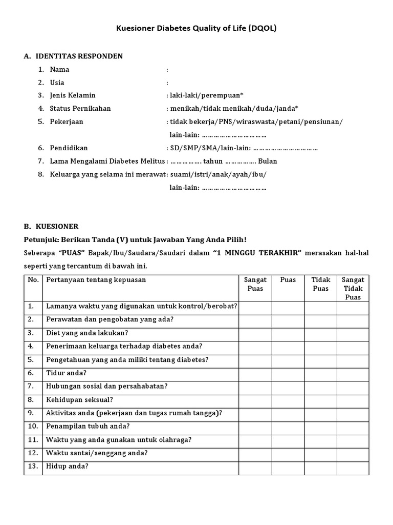 Kuesioner DQOL | PDF