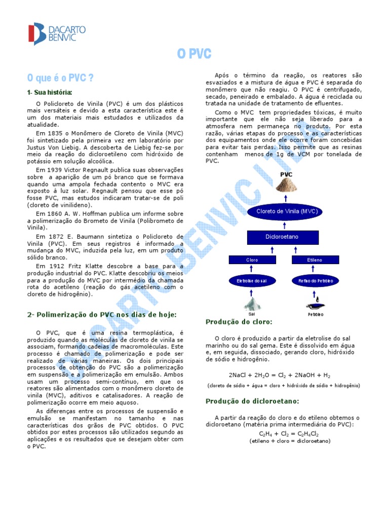 O Que e PVC | PDF | Cloreto de polivinila (PVC) | Polimerização