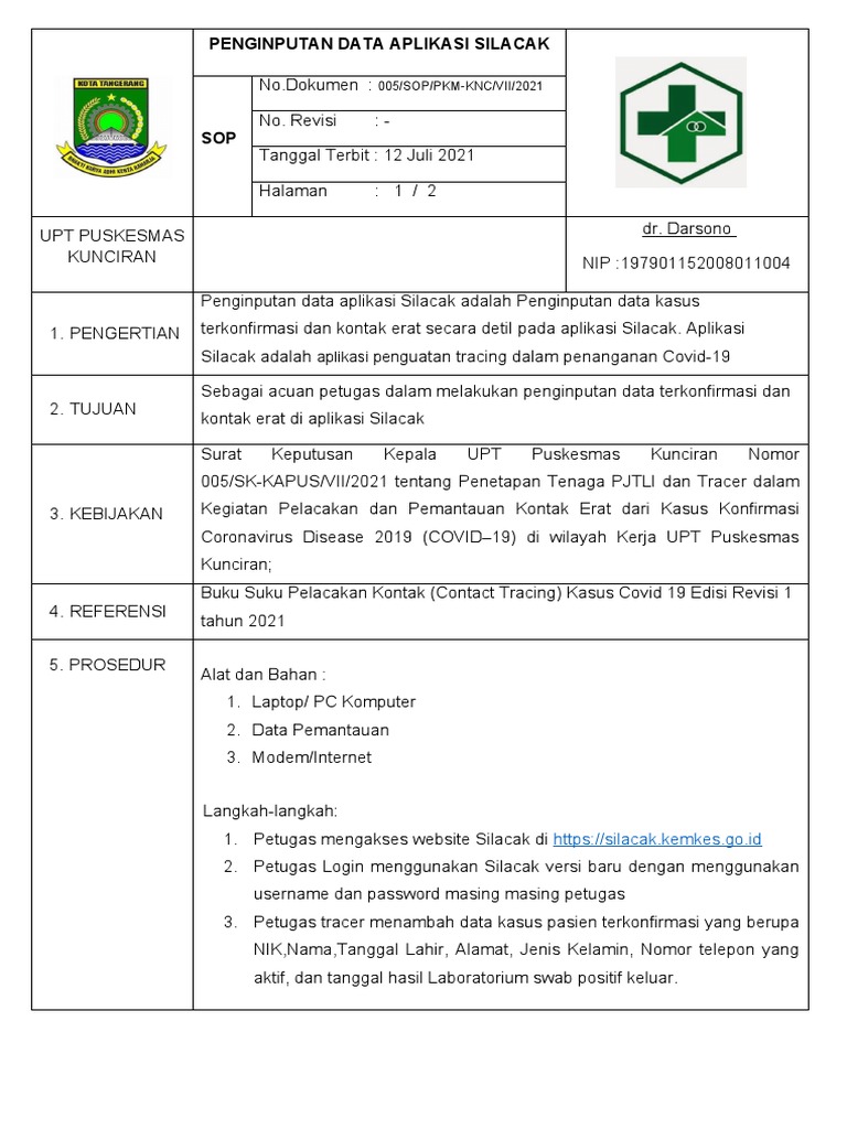 Sop Penginputan Data Aplikasi Silacak | PDF