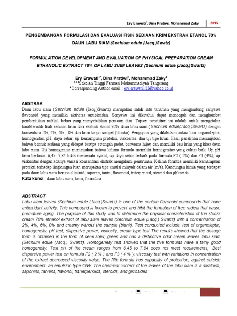 Pengembangan FORMULASI Daun Labu Siam | PDF