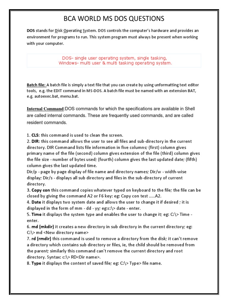 MSDOS | PDF | Computer File | Command Line Interface