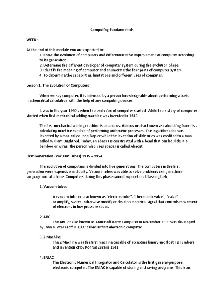 Week 1 - Computing Fundmentals | PDF | Computer Data Storage | Central ...