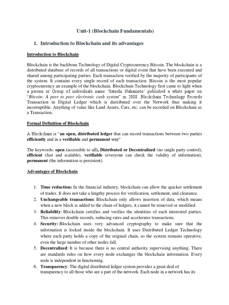 Unit 1 BCT Prof. Nilima S. Dandge | PDF | Cryptocurrency | Information Age