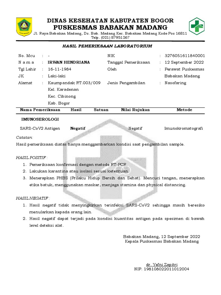 Hasil Rapid Antigen 2 | PDF
