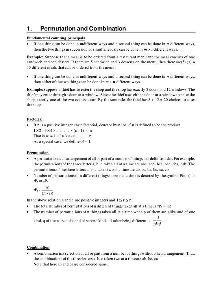 15 Permutation and Combination | PDF | Permutation | Numbers