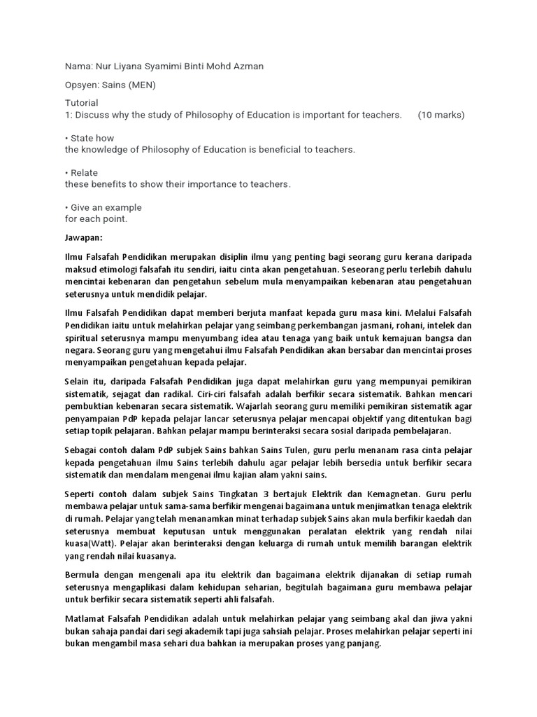 Tutorial 1 Falsafah | PDF