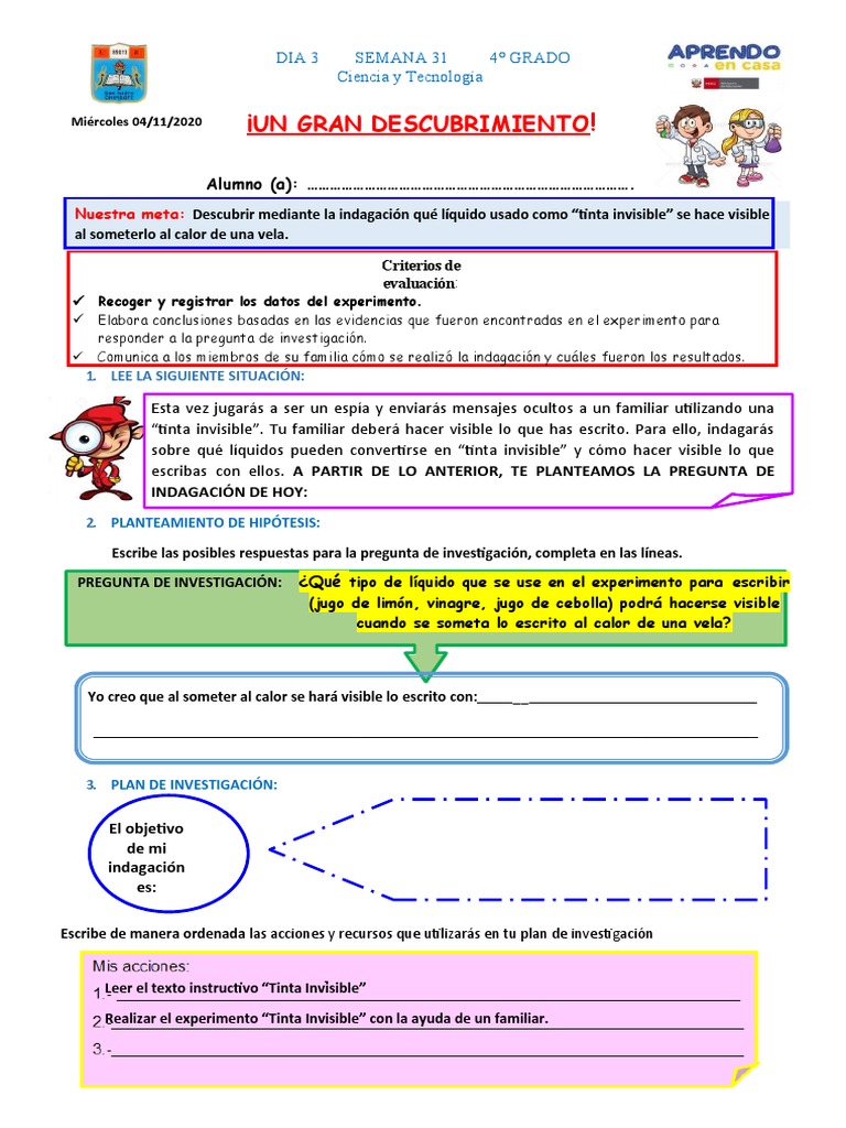 Dia 3 Semana 31 Ciencia y Tec. | PDF | Experimentar