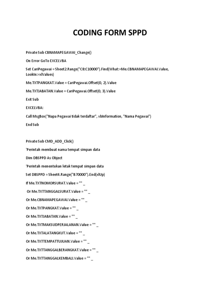 Coding Form SPPD | PDF | Computing | Computer Programming