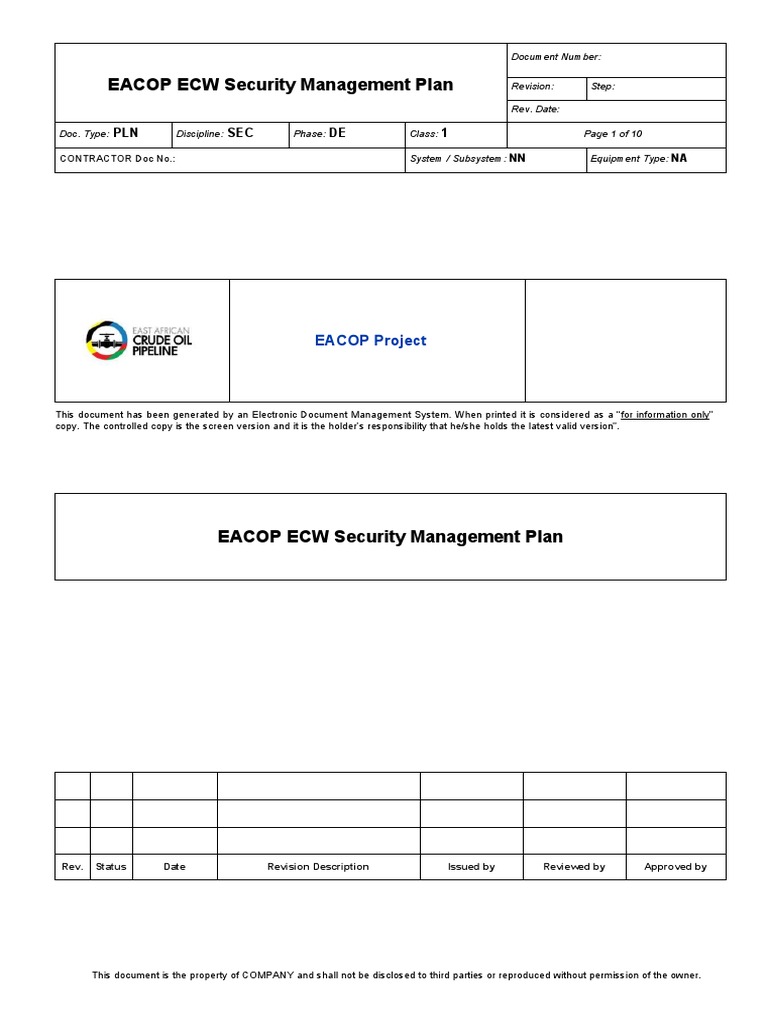 EACOP Security Management Plan | PDF | Security Guard | Identity Document
