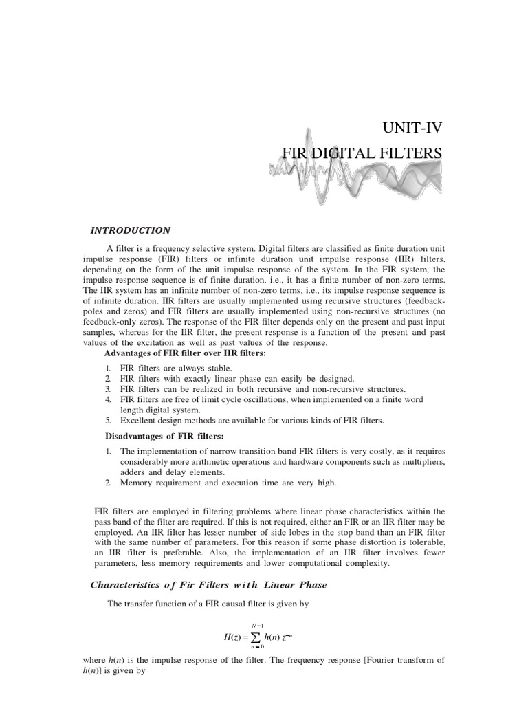 Fir Filter | PDF | Filter (Signal Processing) | Signal Processing Fir Filter | PDF | Filter (Signal Processing) | Signal Processing
