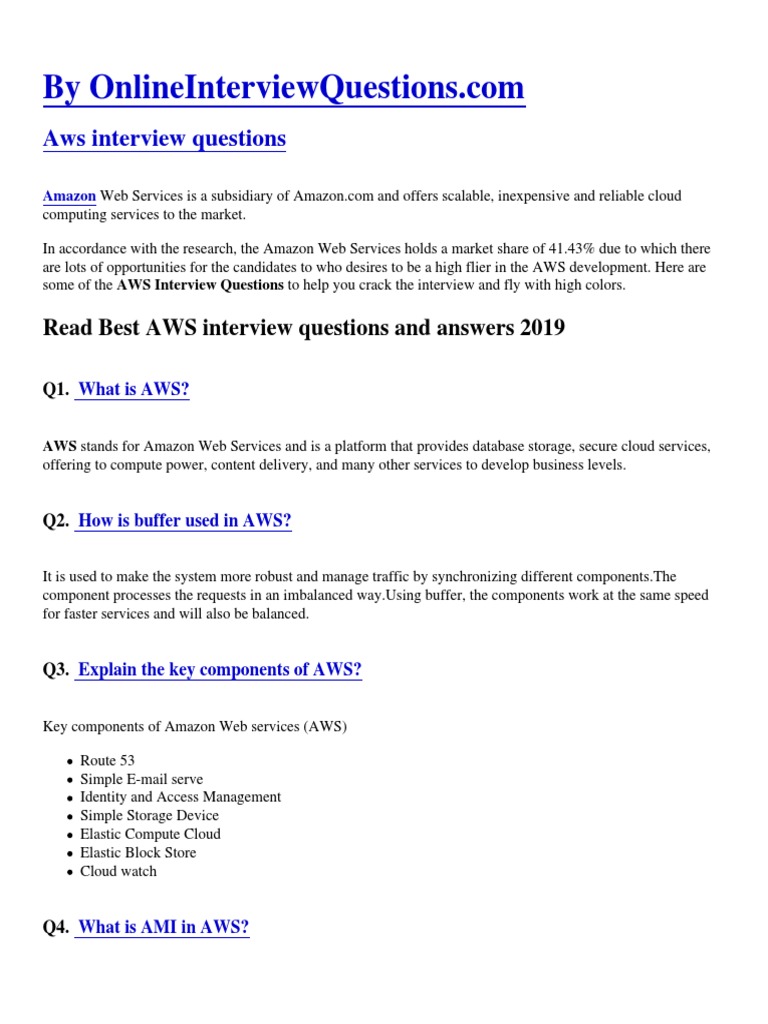 Aws Interview Questions | PDF | Cloud Computing | Amazon Web Services