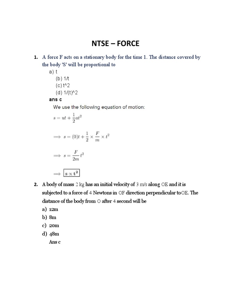 Force Questions and Answers | PDF | Force | Tension (Physics)