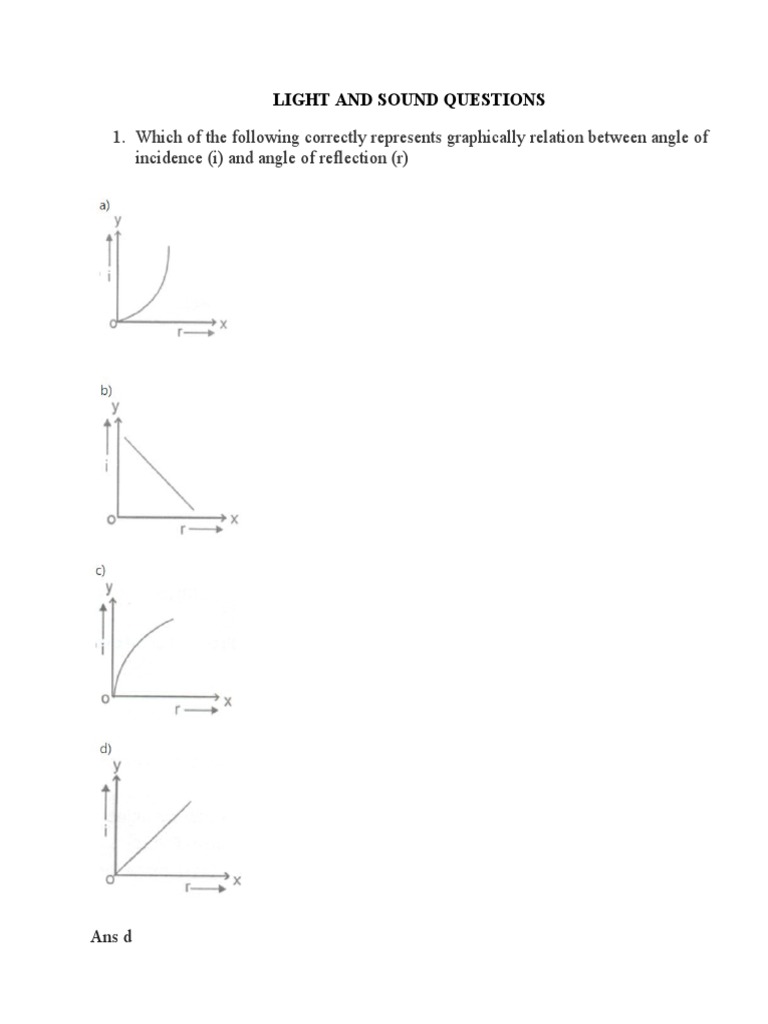 Light and Sound Worksheet With Solutions Answers | PDF