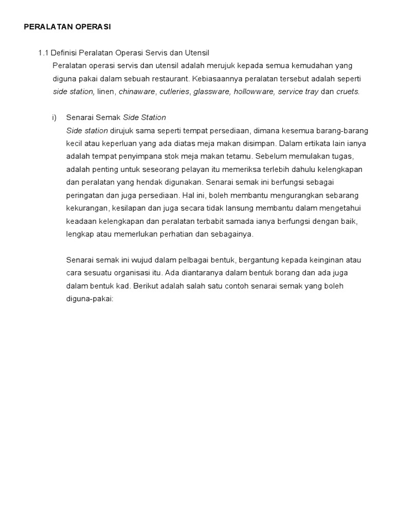 Peralatan Operasi | PDF