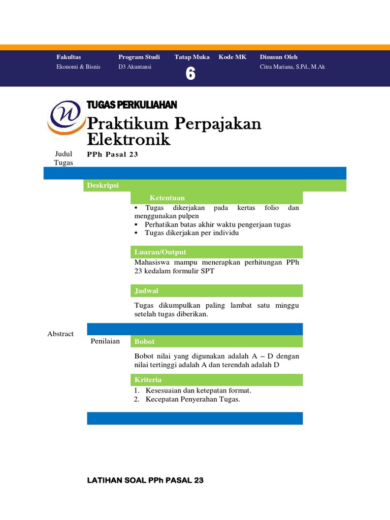 RTM Praktikum Perpajakan PPH 23 | PDF