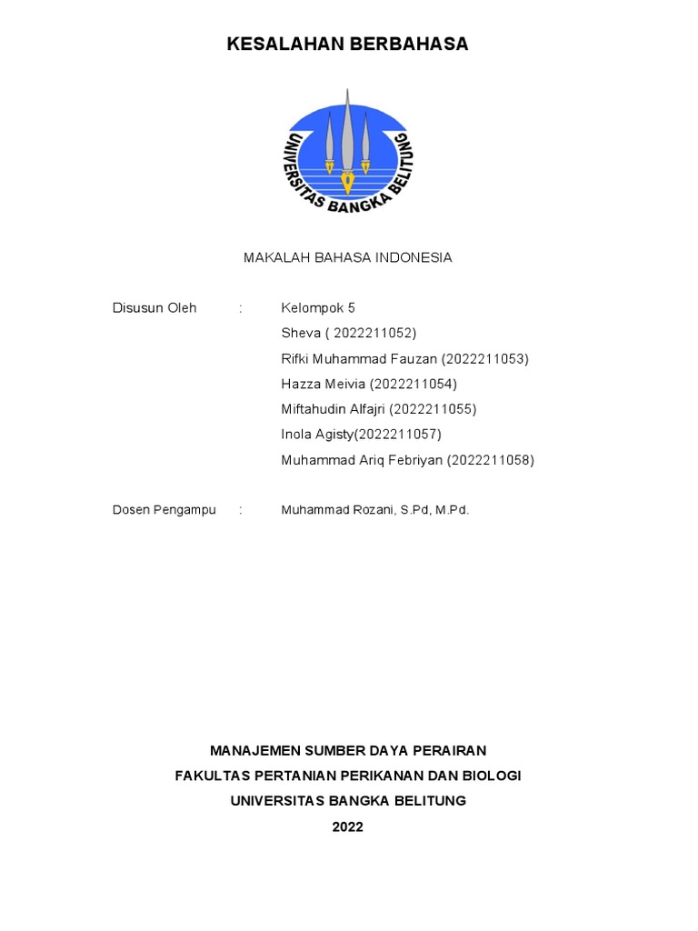 Makalah Kesalahan Berbahasa K5 | PDF