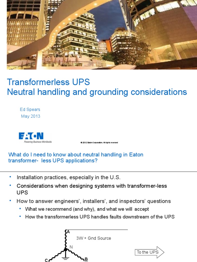 Transformerless Ups Neutral and Grounding | PDF | Wire | Electronics