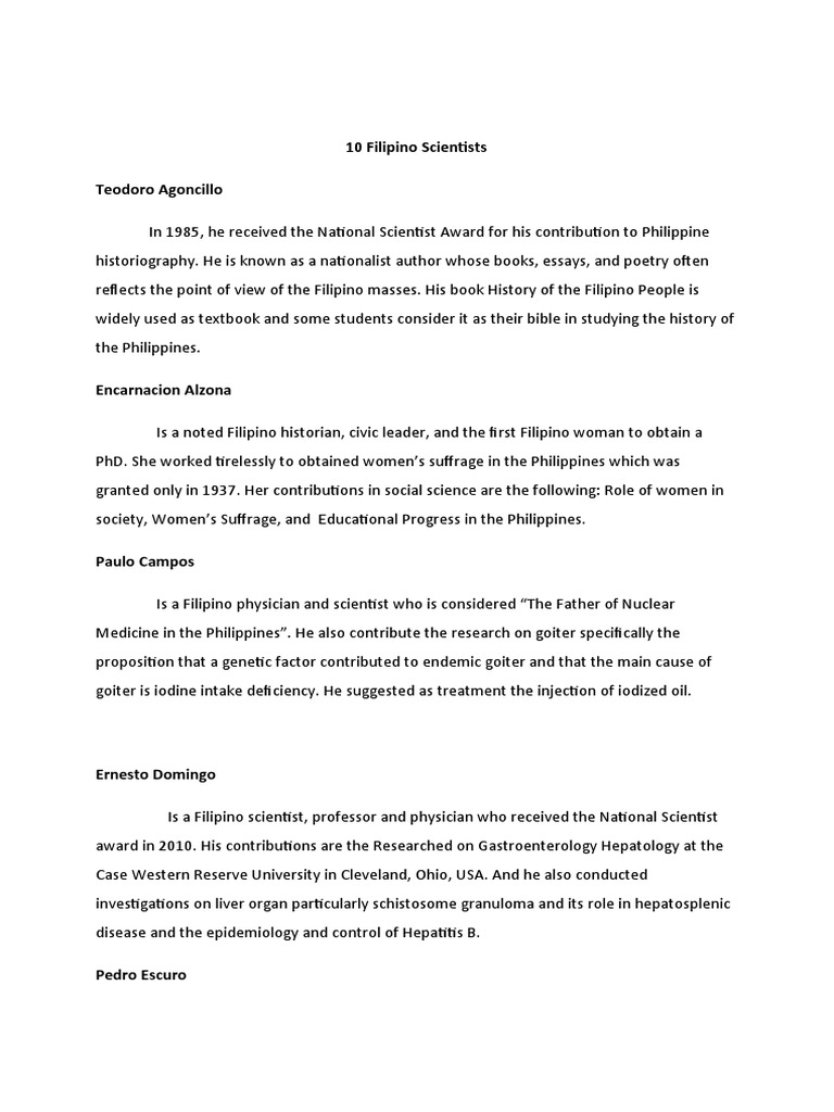 10 Filipino Scientists | PDF | Science & Mathematics