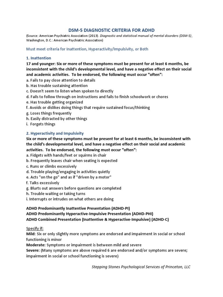 DSM-5 criteria for diagnosing ADHD | PDF