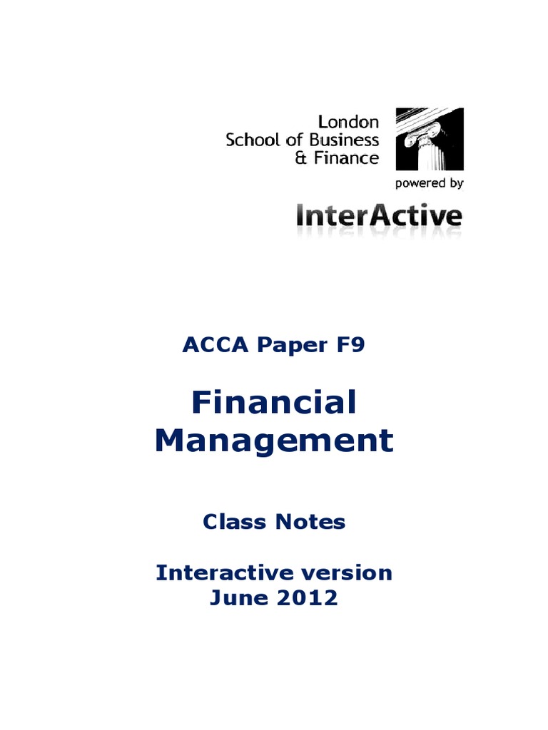 ACCA Paper F9 Financial Management Class | PDF