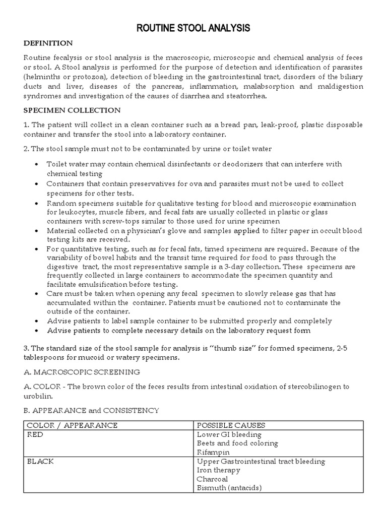 Routine Fecalysis | PDF | Human Feces | Staining