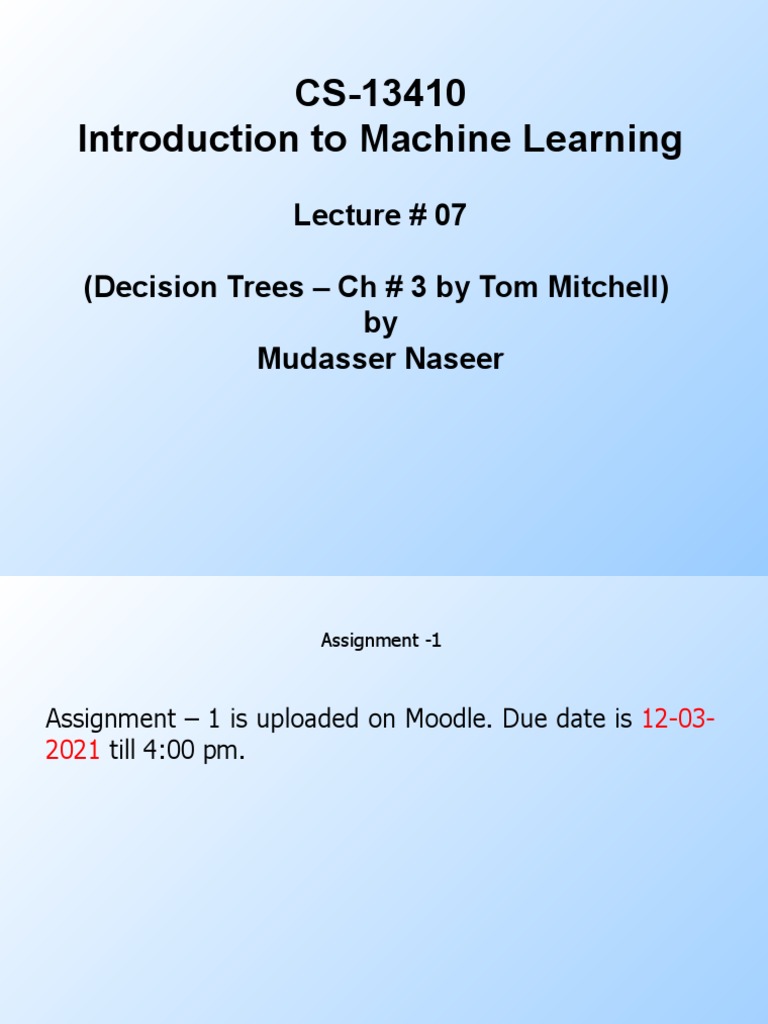 ML-Lec-07-Decision Tree Overfitting | PDF | Machine Learning | Applied Mathematics